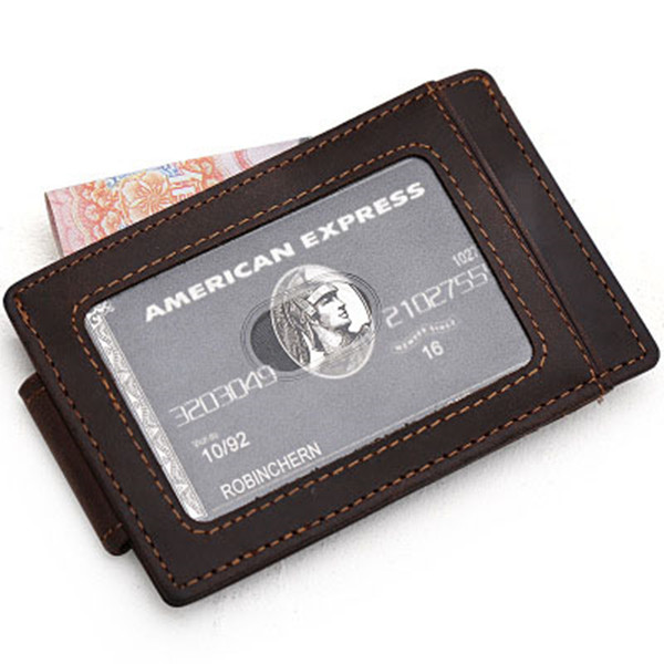 Genuine Leather Magnet Money Clip Front Pocket Leather Wallet for Men ...